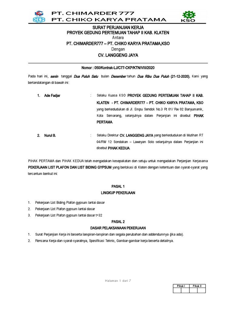 SPK Plafon Nurul List | PDF