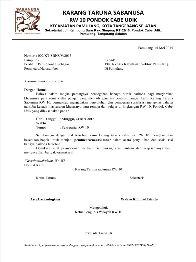 Dokumen - Tips Surat Permohonan Penyuluhan | PDF