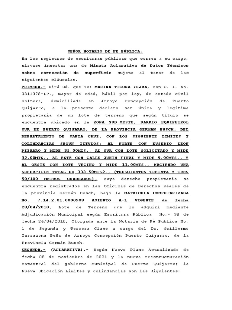 Aclarativa Marina Ticona | PDF