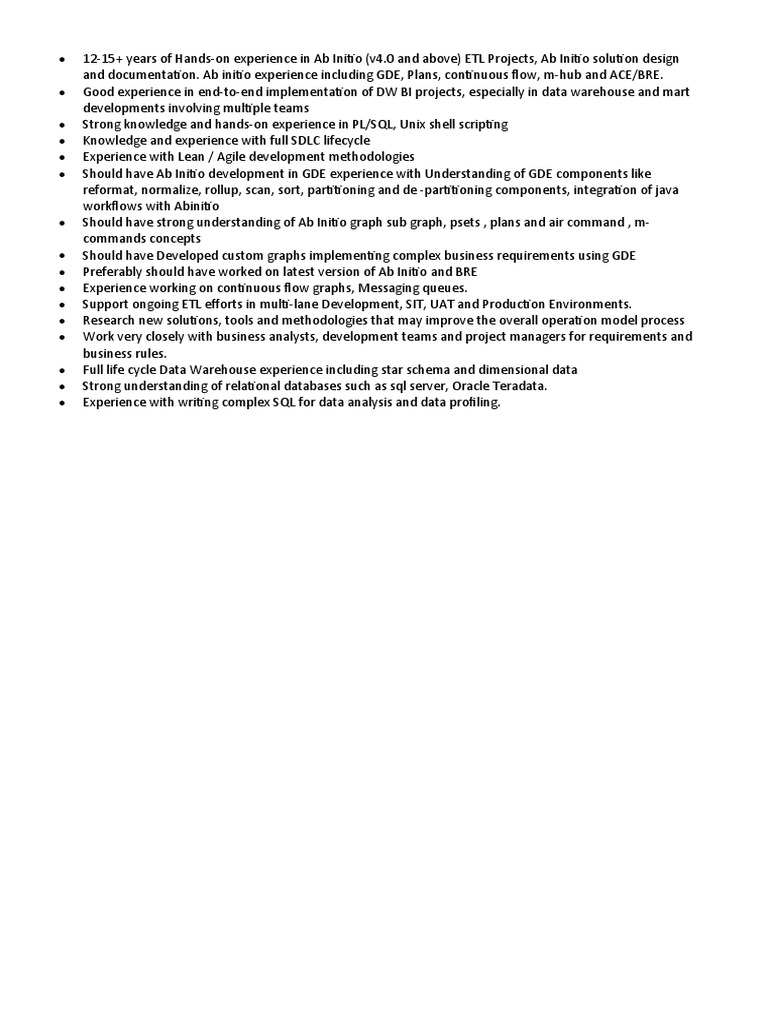 Ab Initio Lead Developer or Architect | PDF