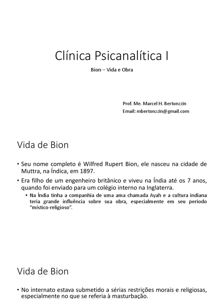 Vida e Obra de Wilfred Bion | PDF | Psicanálise | Psicologia
