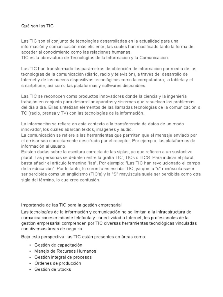 Concepto De Tic Pdf Tecnología De Información Y Comunicaciones