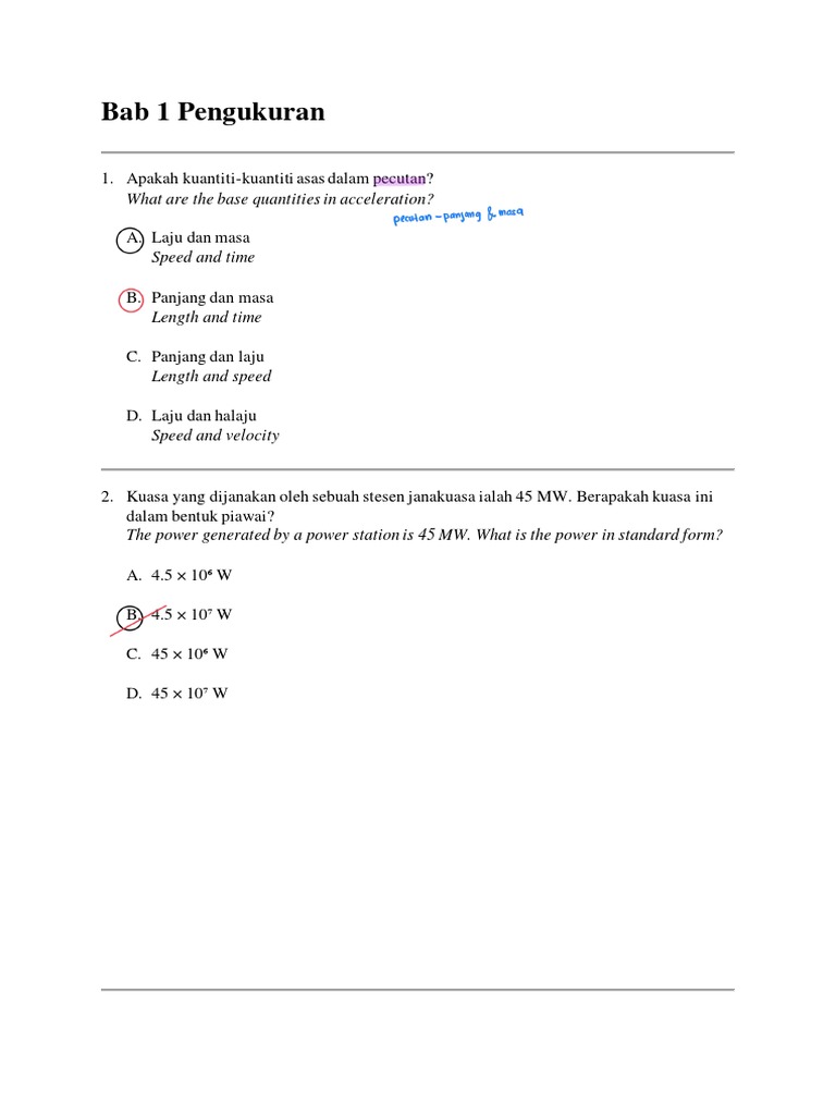 Physics - F4 Fizik - BAB 1 - 2022 | PDF