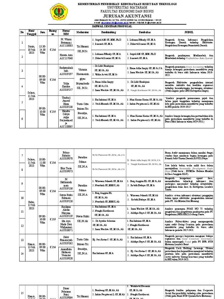 04 - Jadwal Seminar Proposal-1 | PDF