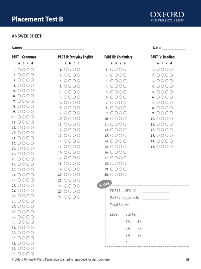 Generic - Placement Test - B - 5 | PDF