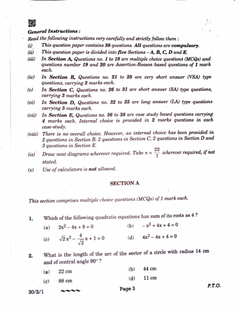 MATHS BOARD PAPER | PDF