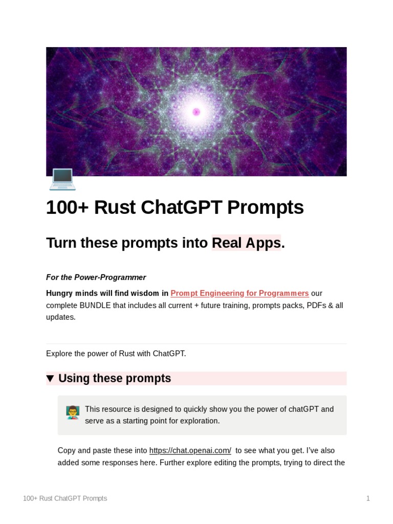 100 Rust ChatGPT Prompts | PDF | Software Engineering | Computer ... 100 Rust ChatGPT Prompts | PDF | Software Engineering | Computer ...