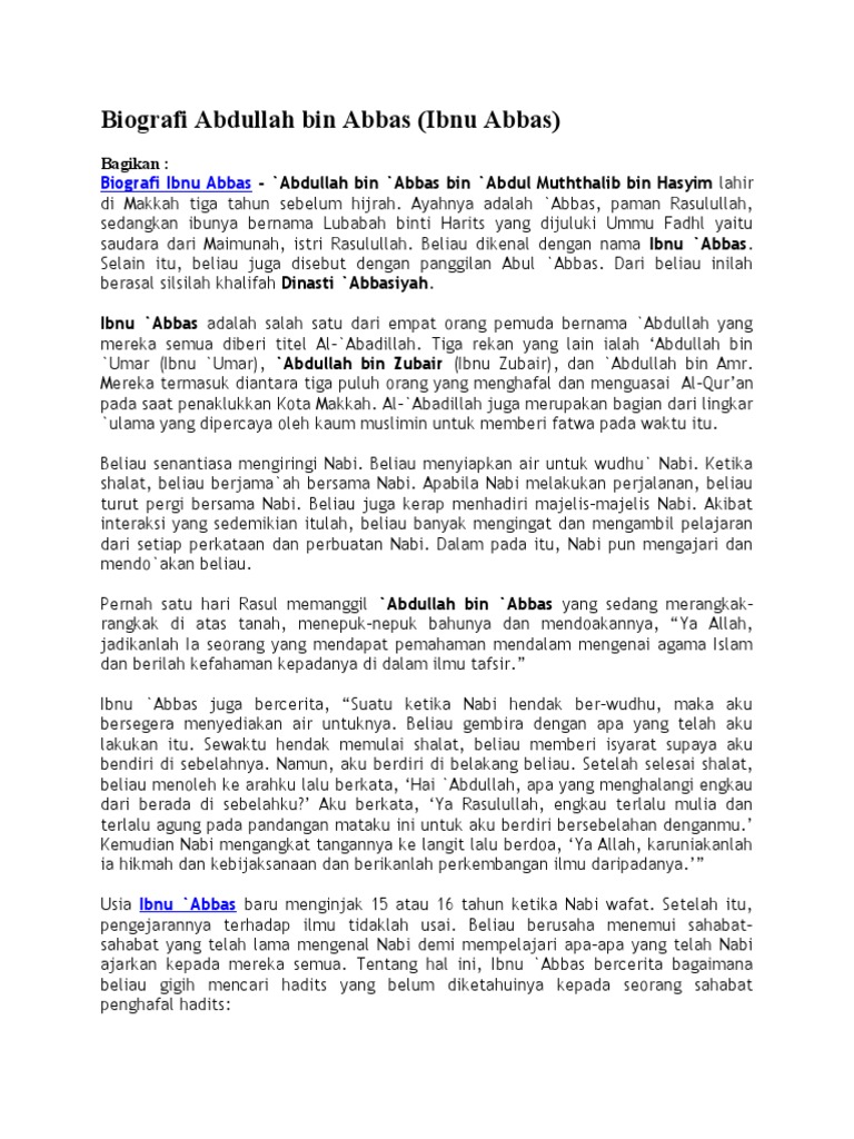 Biografi Abdullah Bin Abbas | PDF