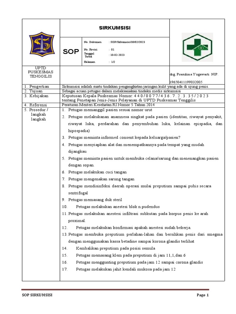 Sop Tindakan Sirkumsisi Word | PDF