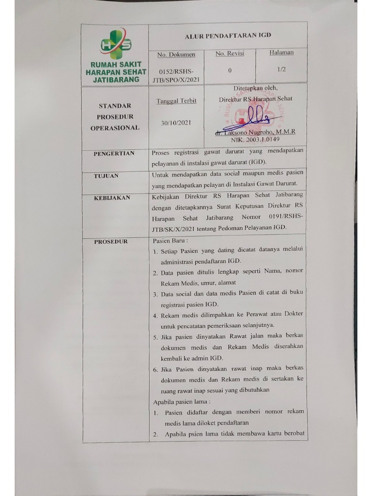 Spo Alur Pendaftaran Igd | PDF