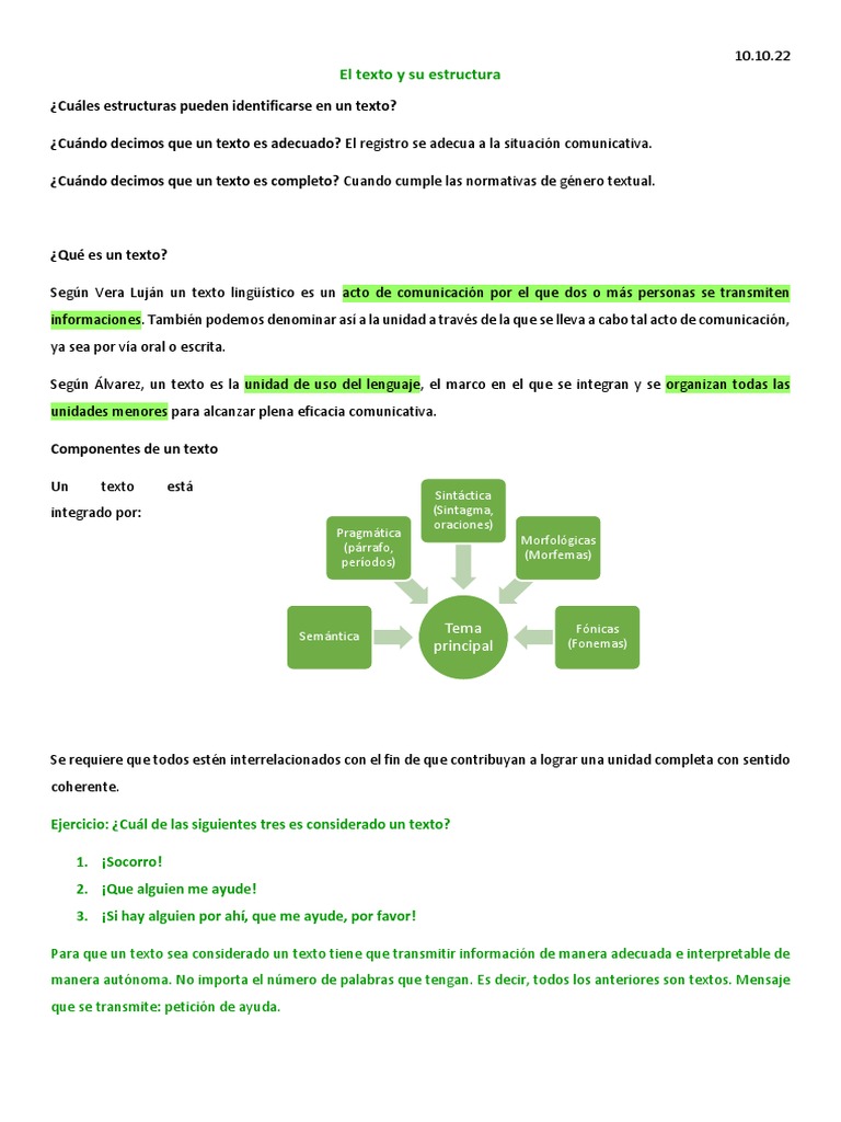 Tema 5 - El Texto y Su Estructura | PDF | Comunicación | Palabra