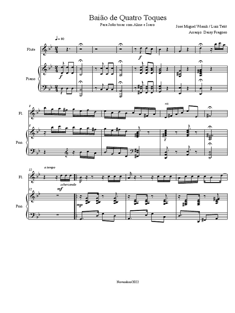 Baião de Quatro Toques - Flauta e Piano - FULL | PDF