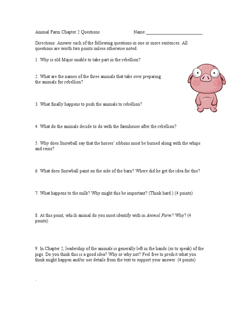 Animal Farm Chapter 2 Questions | PDF | Self-Improvement | Wellness