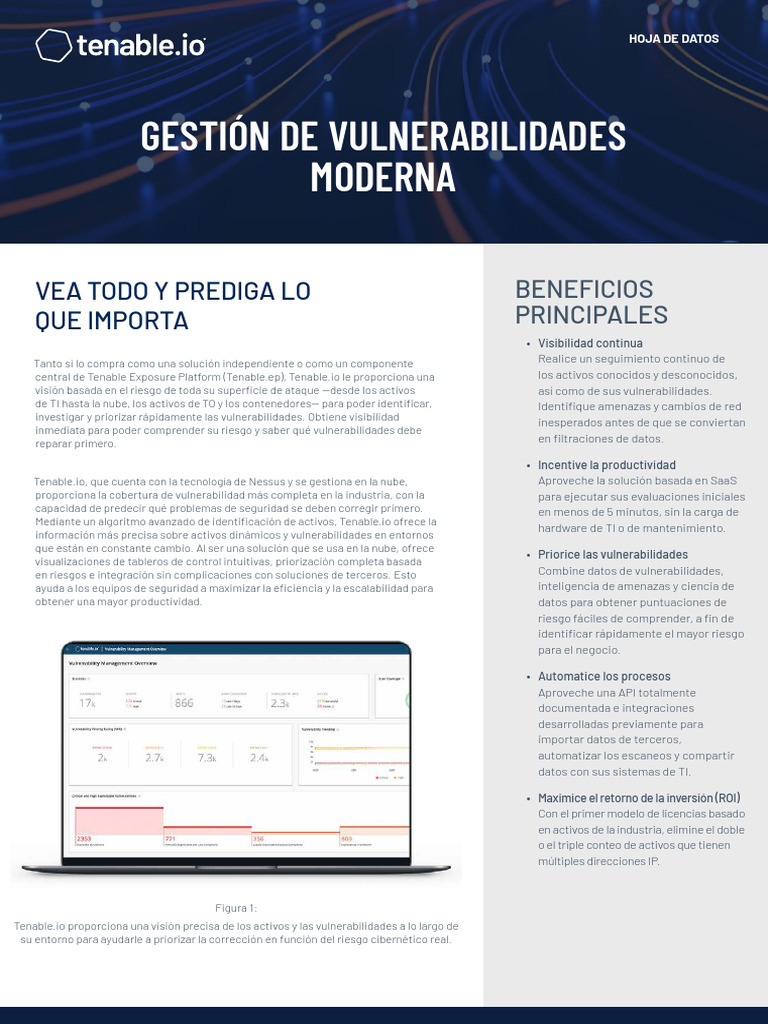 Datasheet Tenable Io - Es La | PDF | Vulnerabilidad (informática) | Computación en la nube