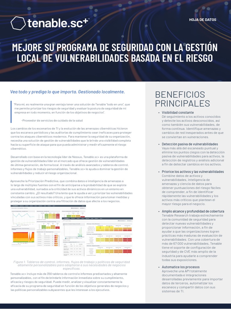 DataSheet Tenable SC Plus | PDF | Vulnerabilidad (informática) | Información