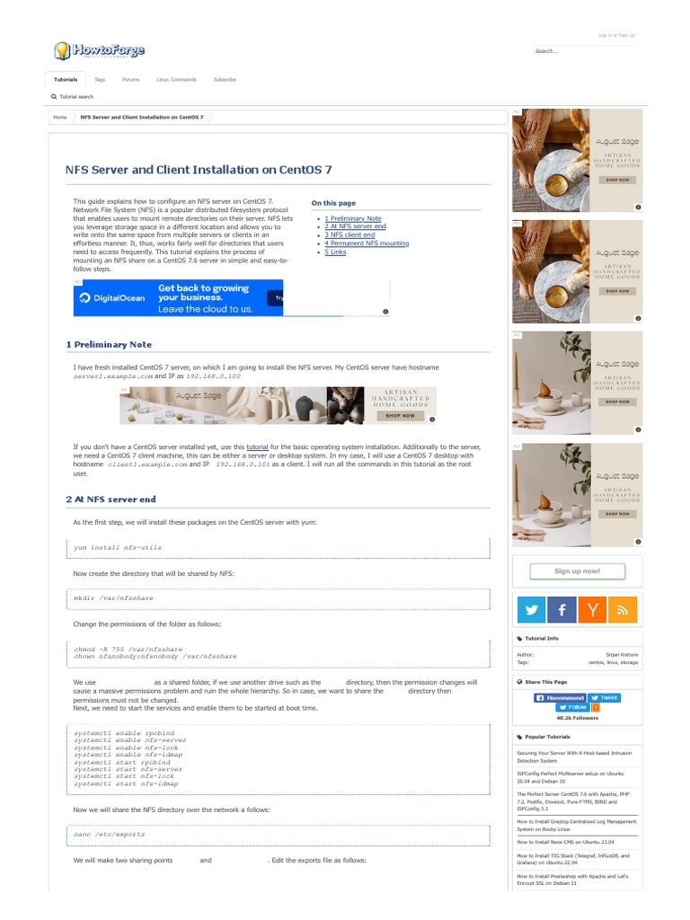 NFS Server Setup on CentOS 7 | PDF | Operating System | Information ...
