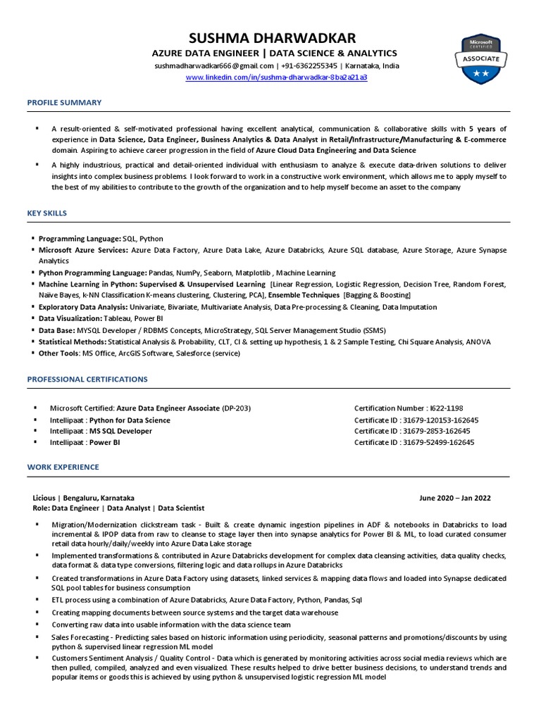 Naukri SushmaDharwadkar (5y 0m) | PDF | Analytics | Data Analysis Naukri SushmaDharwadkar (5y 0m) | PDF | Analytics | Data Analysis