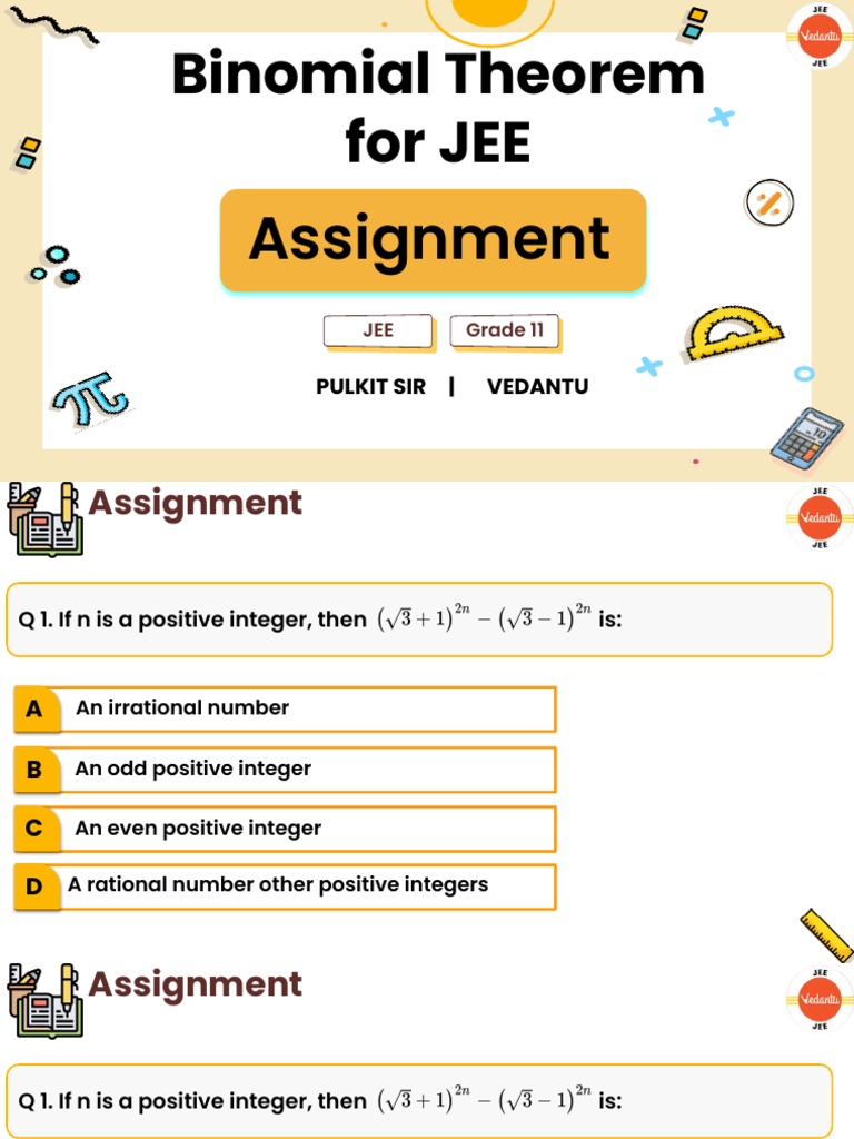 Binomial Theorem - Assignment For JEE | Download Free PDF | Numbers | Rational Number