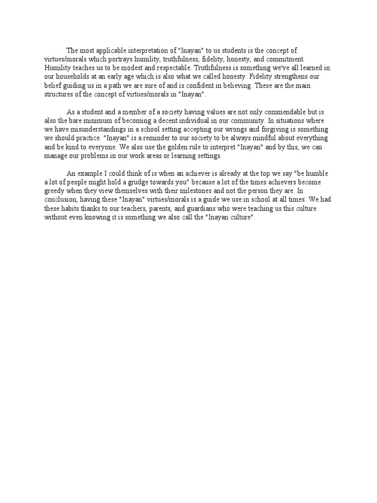 Inayan Culture Essay | PDF