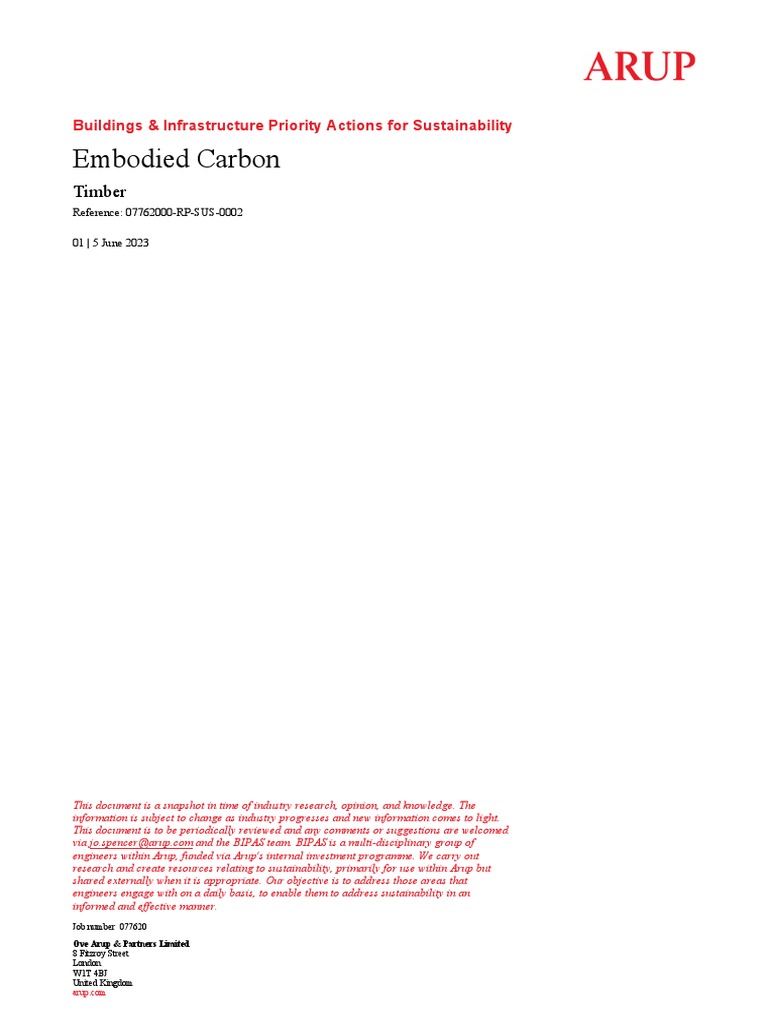 ARUP Embodied Carbon Timber 1 | PDF | Carbon Cycle | Life Cycle Assessment