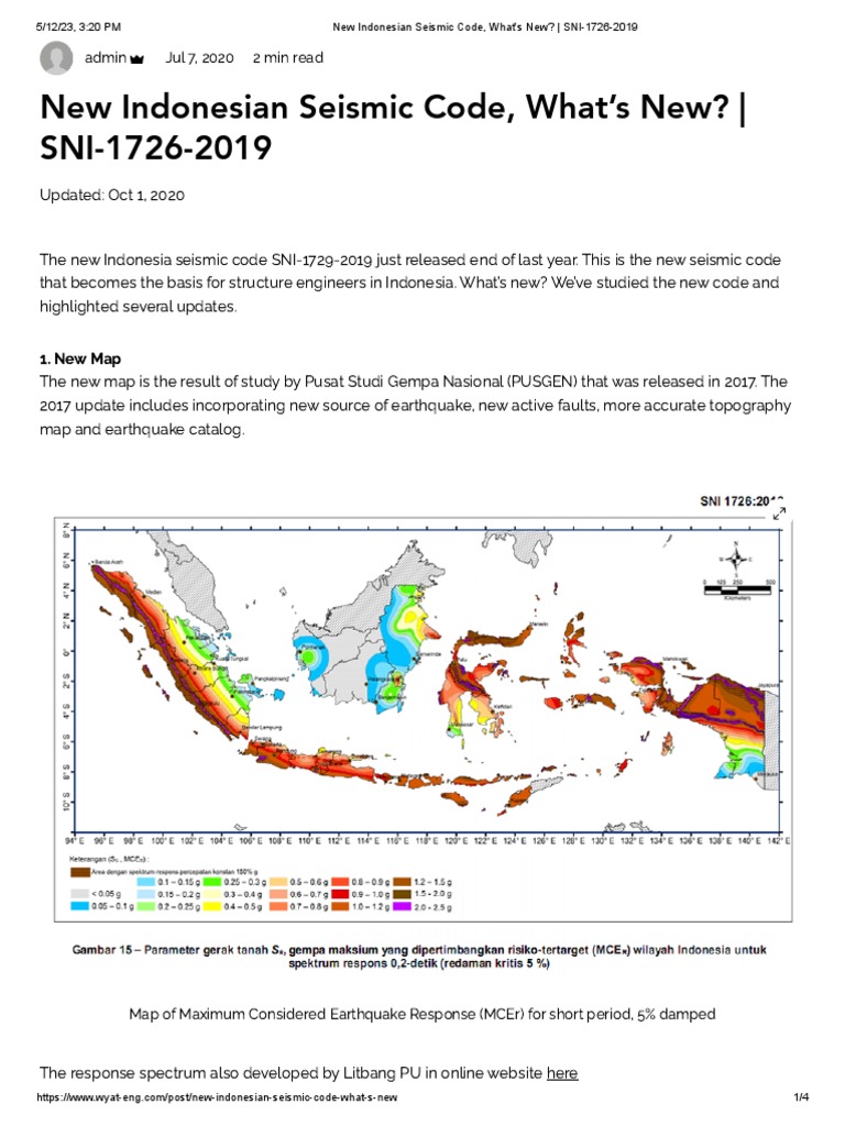 New Indonesian Seismic Code, What's New - SNI-1726-2019 | PDF | Structure Of The Earth | Solid ...