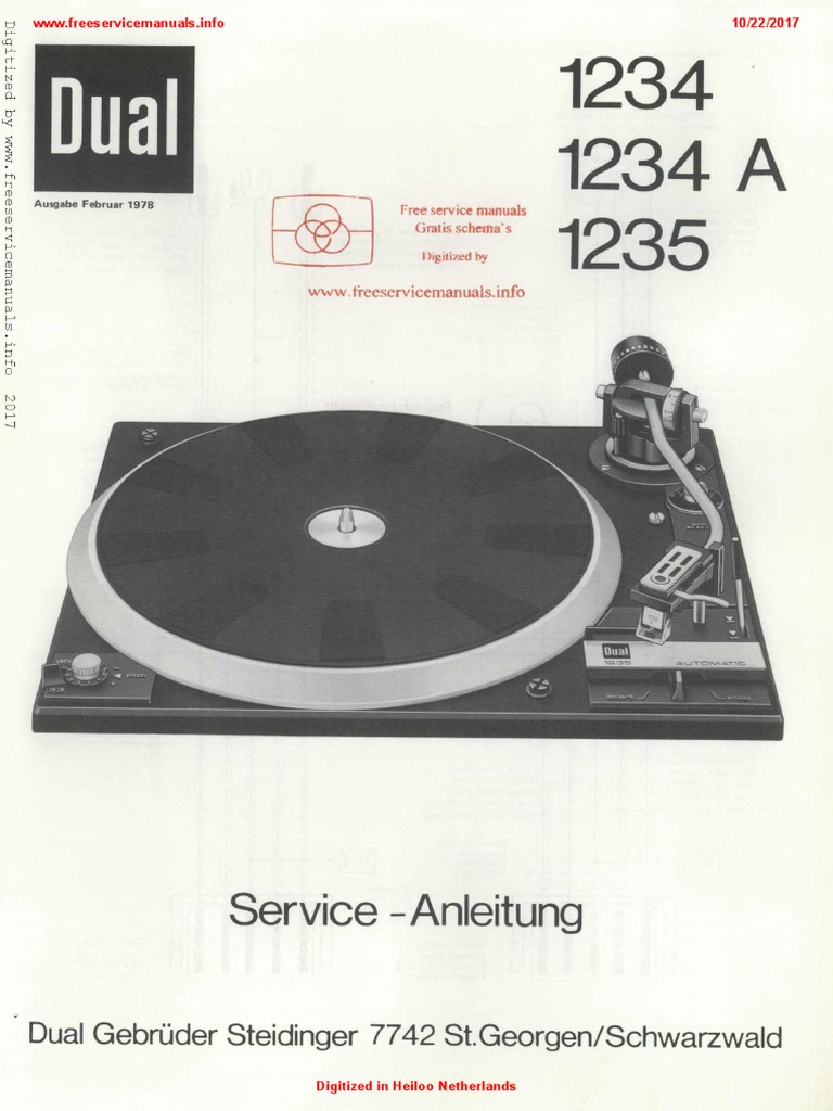 Dual 1234 1234a 1235 Turntable SM | PDF