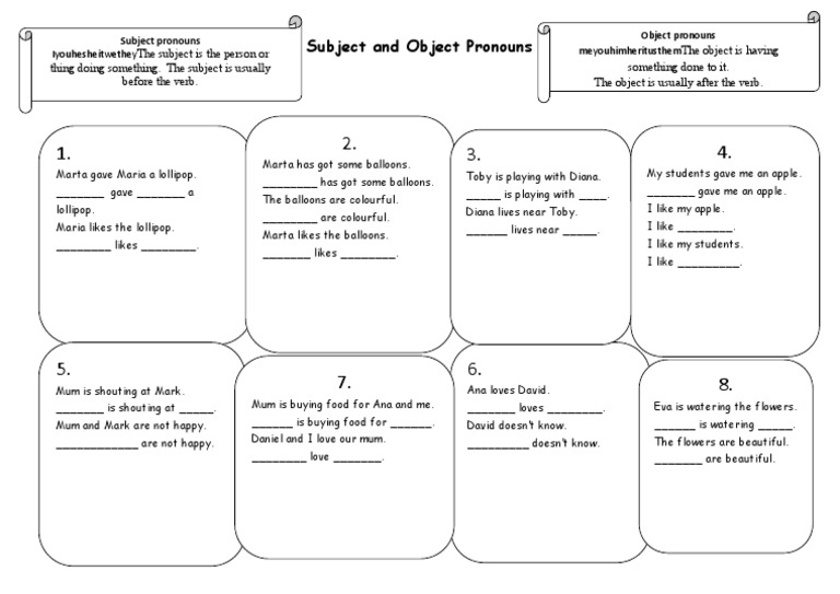 1 - Subject and Object Pronouns Fun Activities Games Icebreakers ...