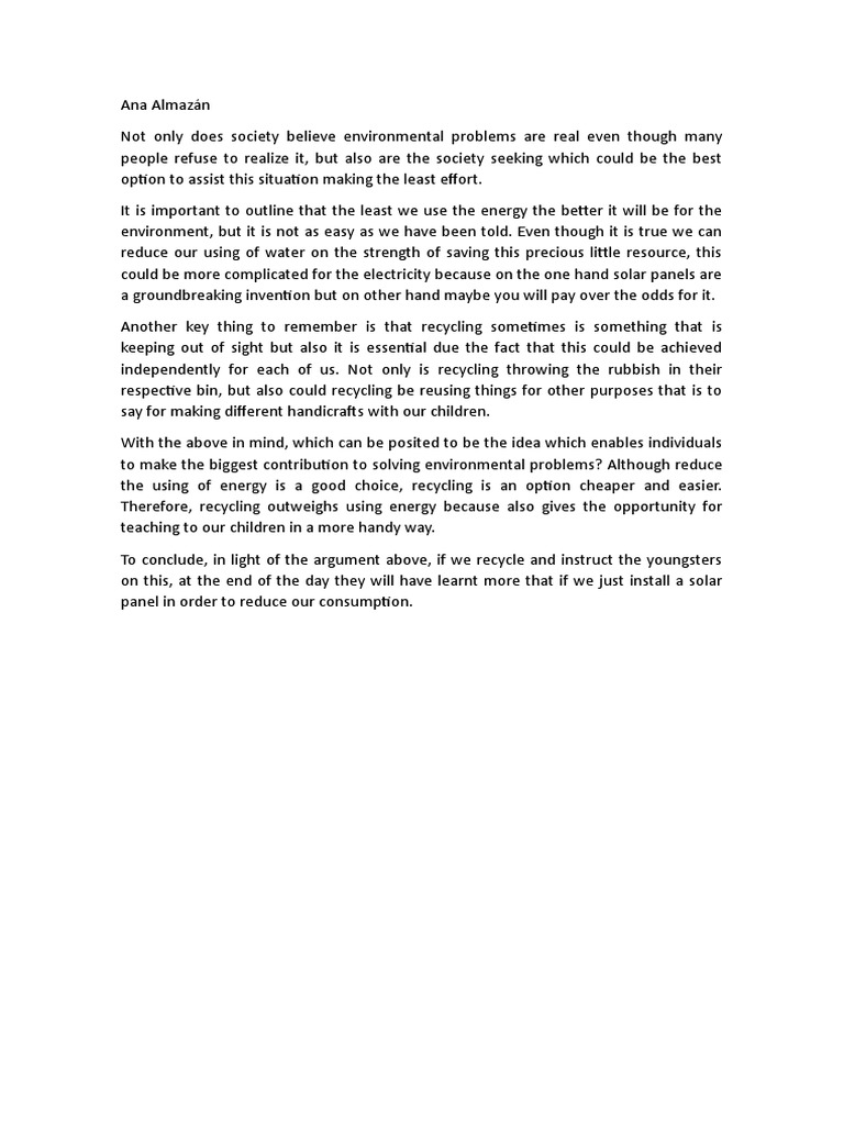 Essay c1 About Recycling | PDF