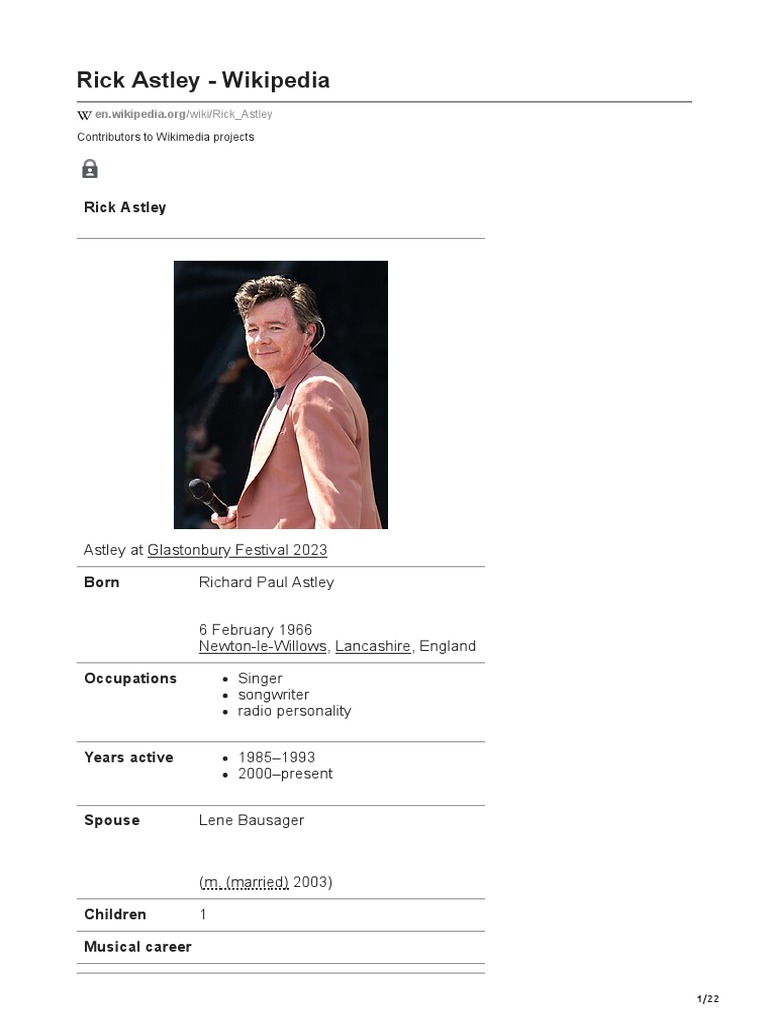 Rick Astley - Wikipedia | PDF