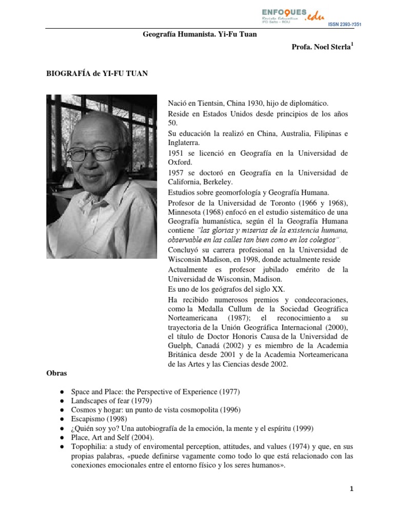 Yi-Fu Tuan y la Geografía Humanista | PDF | Existencialismo | Experiencia
