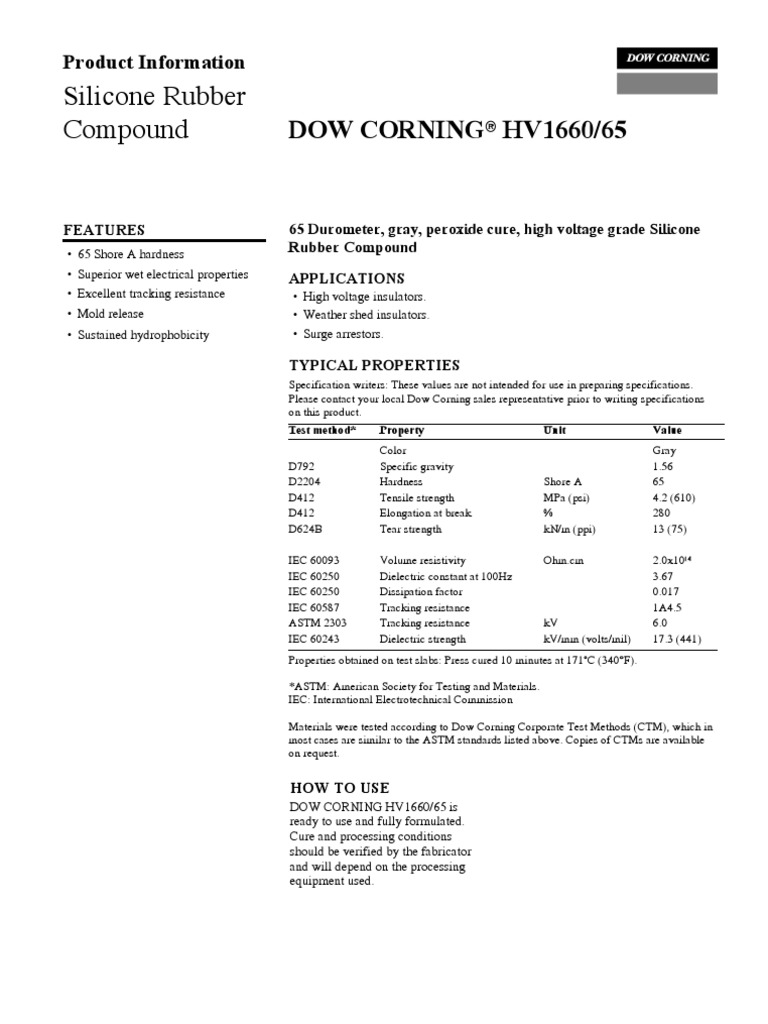 SPEC-Silicon - Dow Corning | PDF | Insulator (Electricity) | Building ...