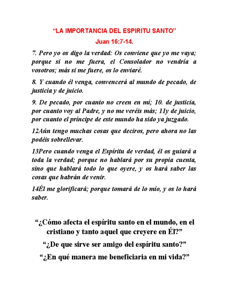 La Importancia Del Espiritu Santo | PDF | espíritu Santo | Jesús