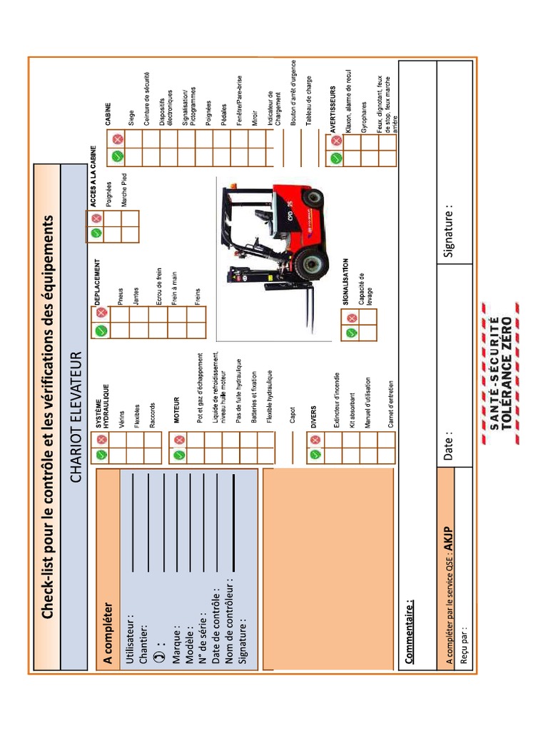 Checklist Chariot Elevateur 1 | PDF