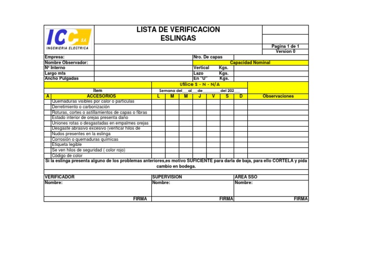check-list eslingas | PDF