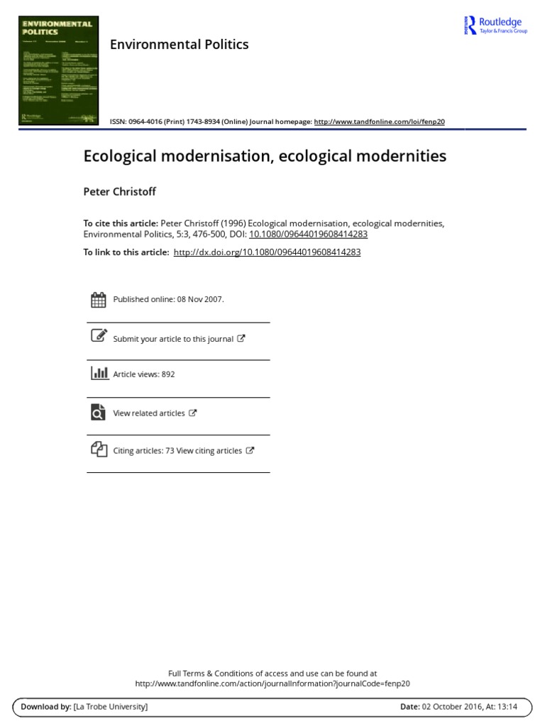 Ecological Modernisation, Ecological Modernities | PDF | Sustainability ...