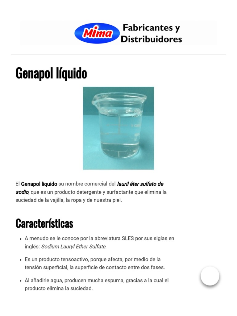 Genapol Liquido - Todo Lo Que Puedes Hacer Con El | PDF | Tensioactivo | Detergente