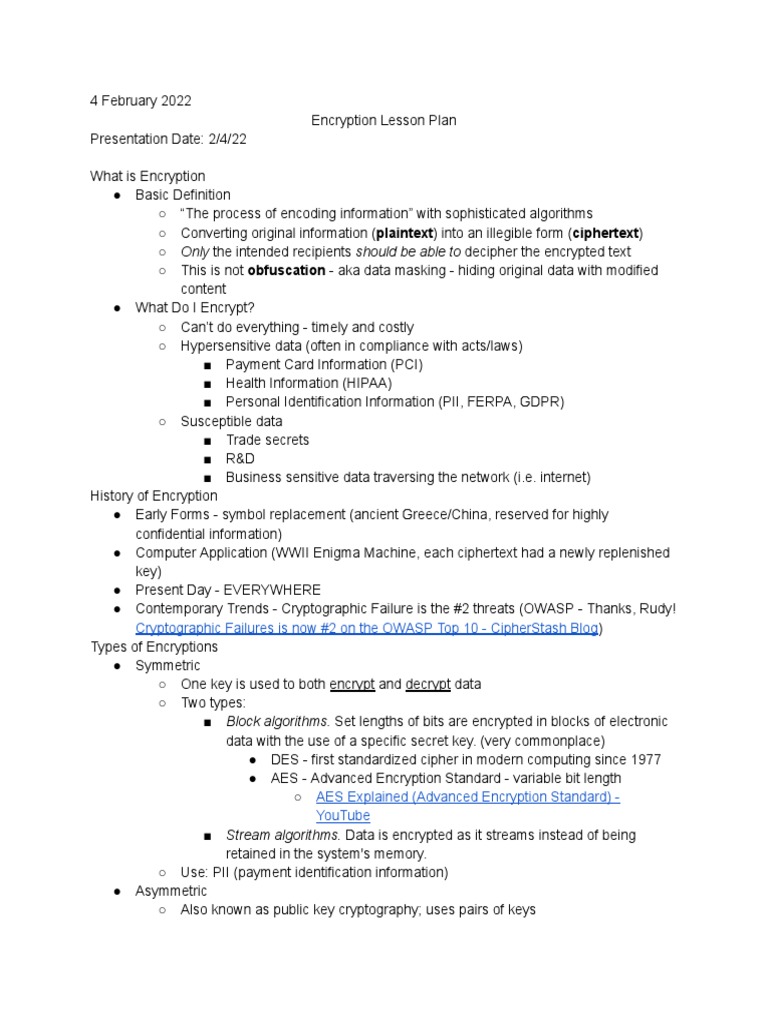 Encryption Lesson Plan 22 | PDF | Encryption | Cryptography