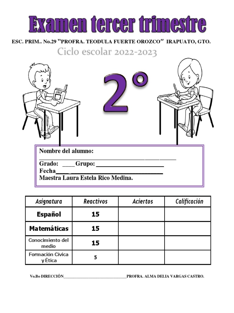 EXAMEN TERCER TRIMESTRE SEGUNDO GRADO | PDF | Discriminación