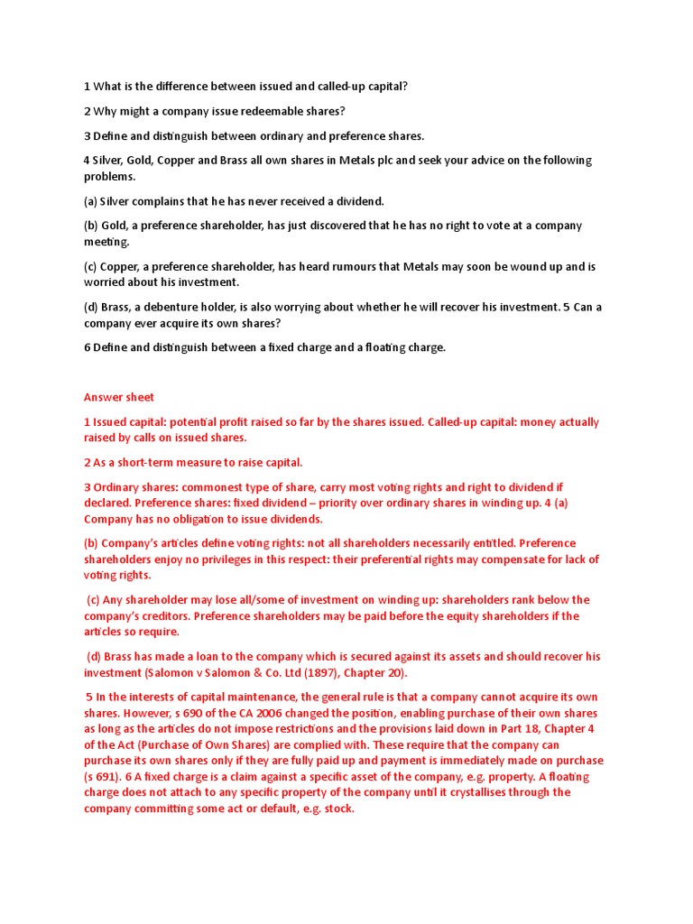 Business Law Activity | PDF | Dividend | Liquidation