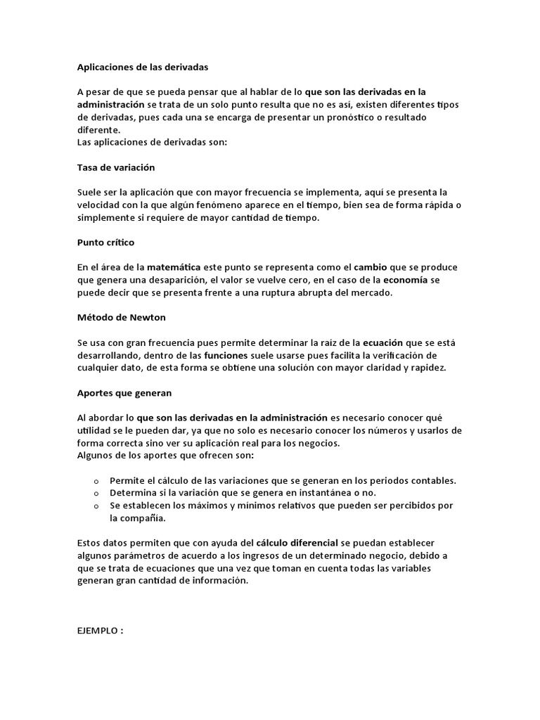 Aplicaciones de las derivadas | PDF | Derivado | Ecuaciones