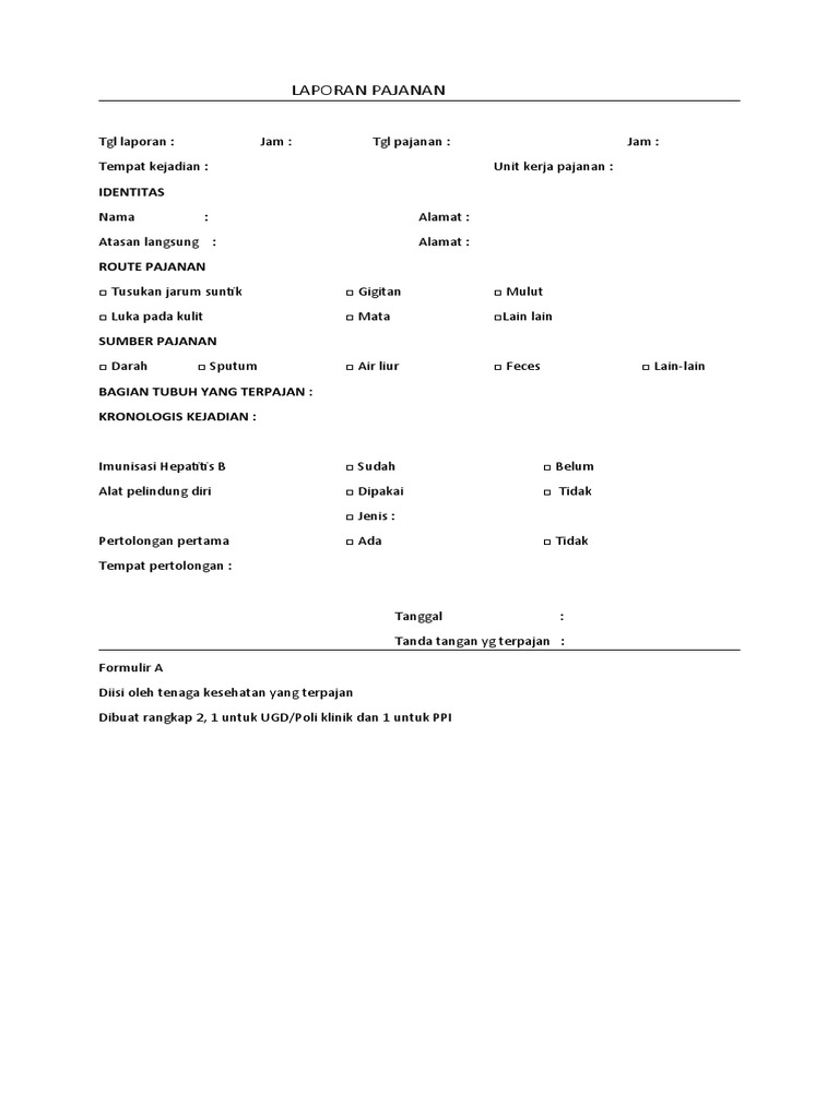 Format Laporan Pajanan | PDF