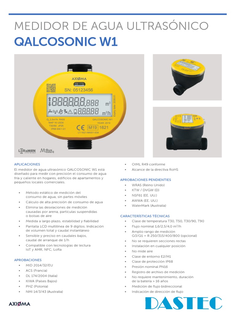 Medidor de Agua Ultrasónico QALCOSONIC W1 | PDF | Descarga (hidrología ...