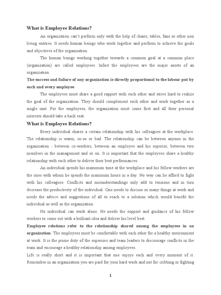 What Is Employee Relations | PDF | Employment | Communication