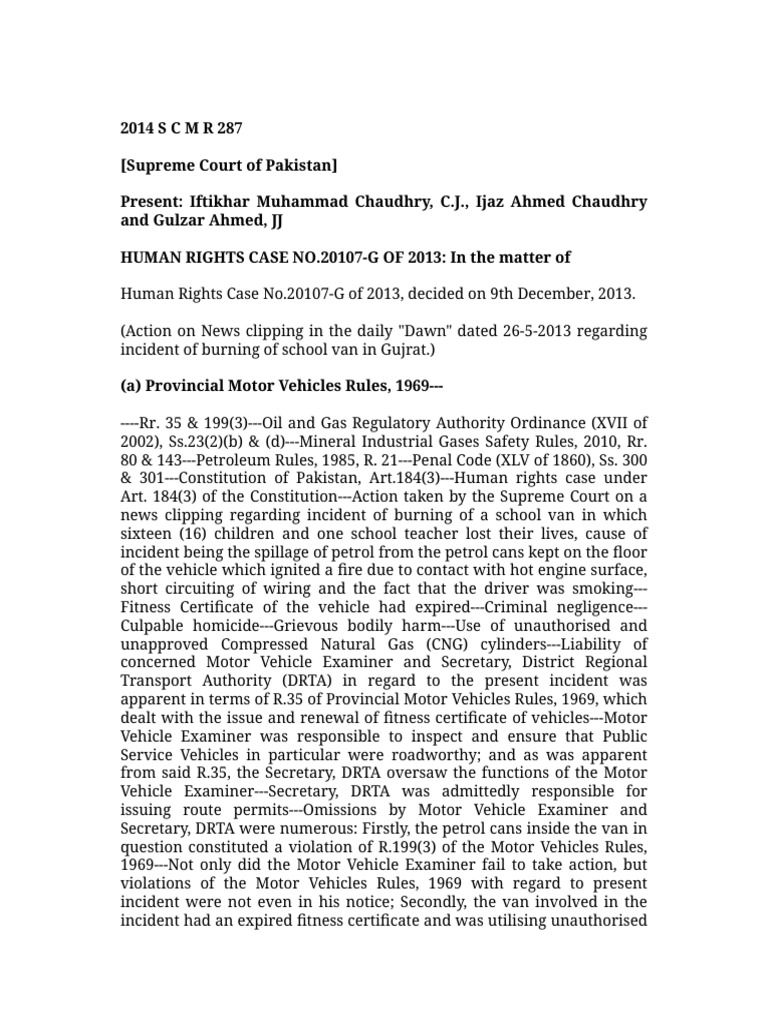 2014 SCMR 287 | PDF | Vehicles | License 2014 SCMR 287 | PDF | Vehicles | License