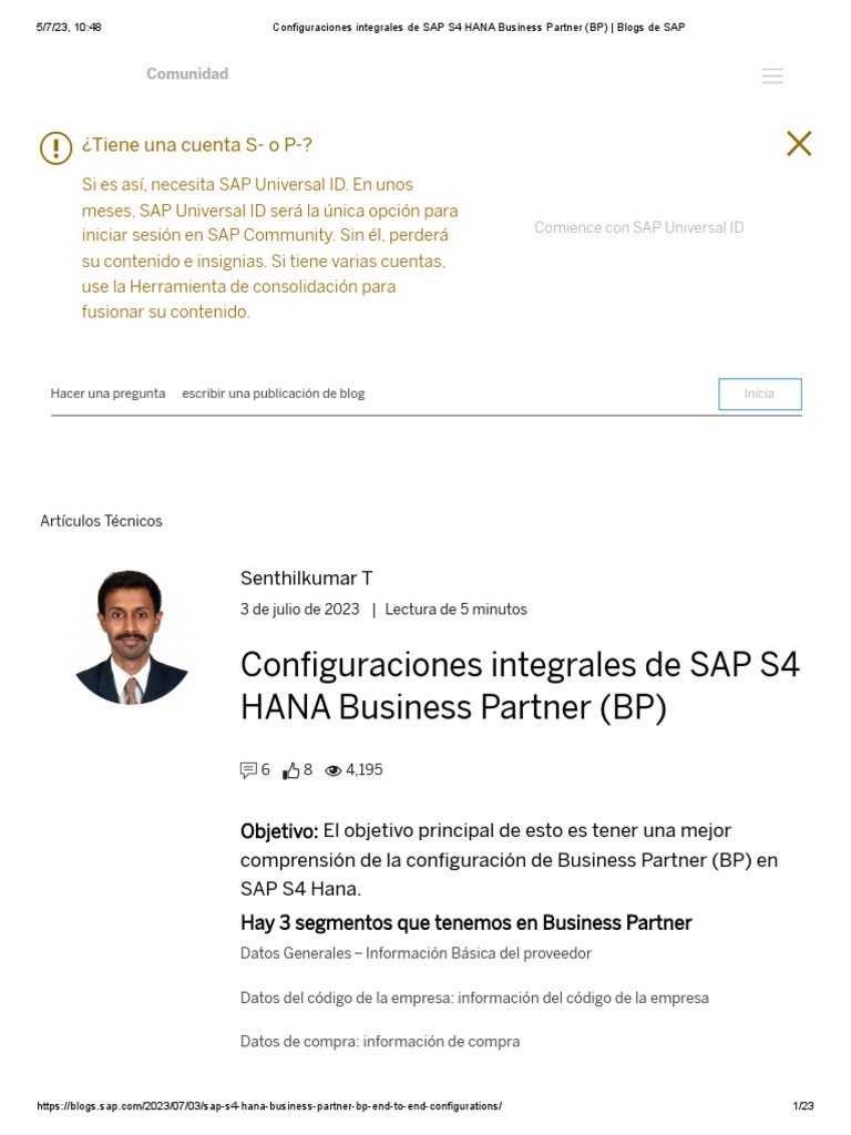 Configuraciones Integrales de SAP S4 HANA Business Partner (BP) - Blogs ...