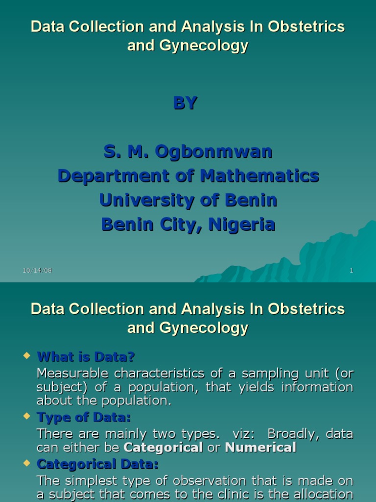Data Collection and Analysis in Obstetrics and Gynecology | PDF ...