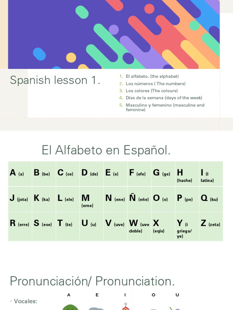 Spanish Class 1 | PDF | Color | Rainbow