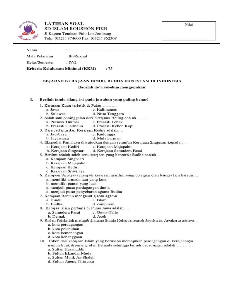 Lathal Soal Ips 4 Kerajaan | PDF