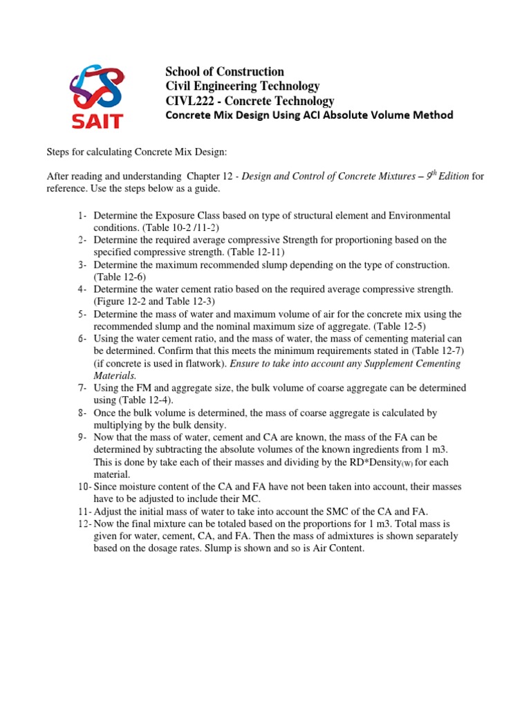 Steps For Concrete Mix Design 2023 - Rev | PDF | Concrete | Physical ...