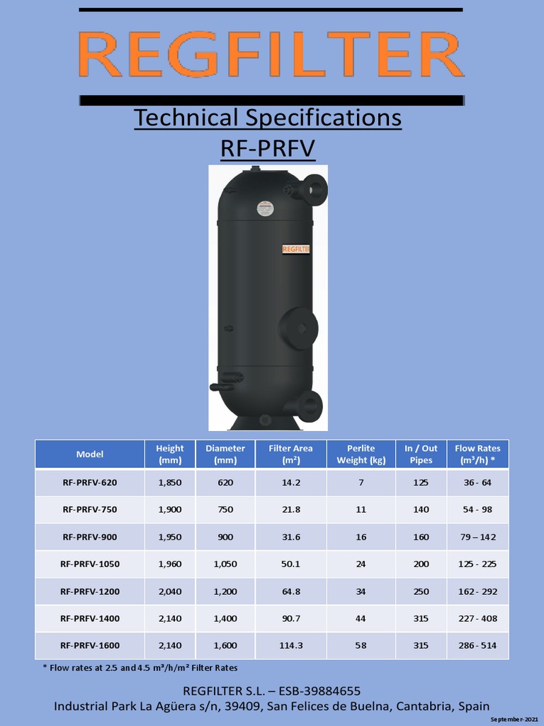 RF-PRFV Filter Technical Specs | PDF | Science & Mathematics